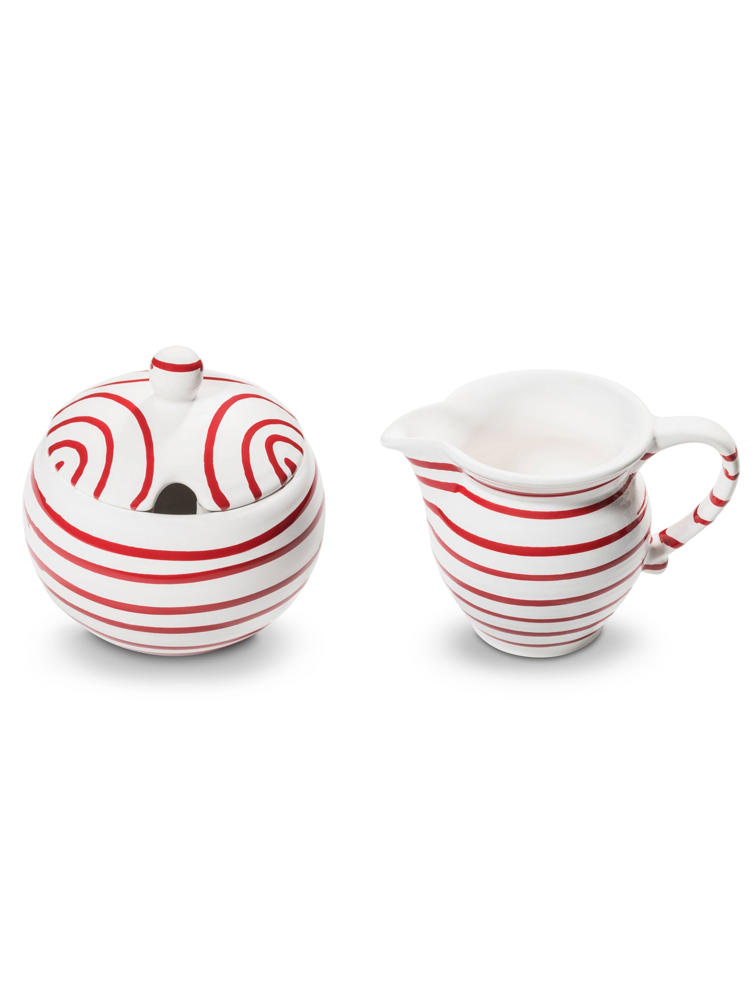 Red Swirl Cream And Sugar Set